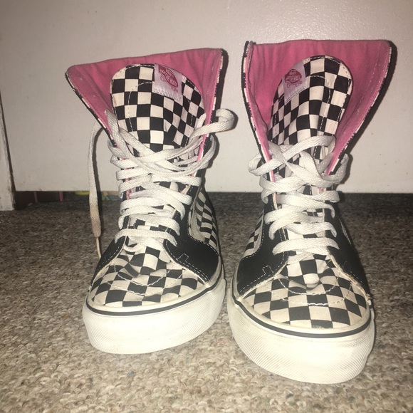 Vans | Shoes | Vans Super Hi Top Skateboard Shoes Black White | Poshmark